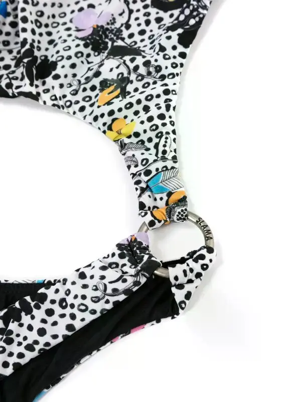 AMIR SLAMA Graphic-print Swimsuit With Cut-out Detail