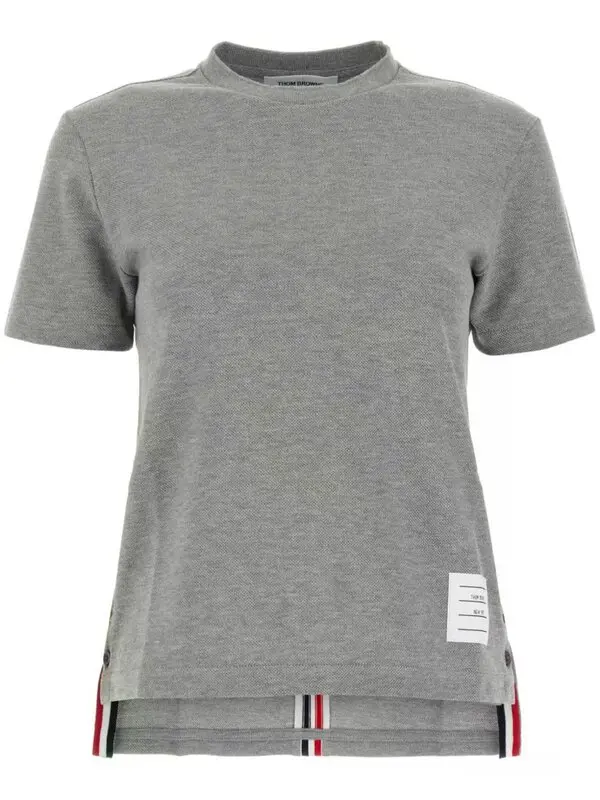 Thom Browne Rwb Stripe Piqué Tee - Grey