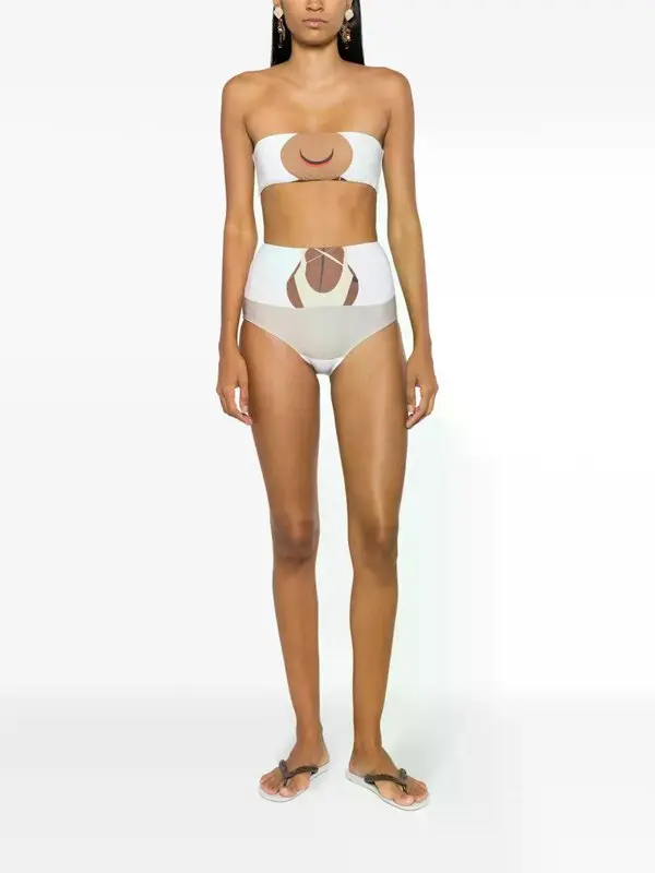 AMIR SLAMA Graphic-print Bandeau Bikini