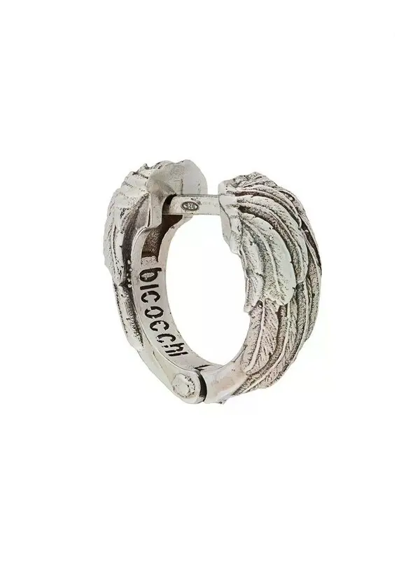 Emanuele Bicocchi Sterling Wing Textured Hoop Earring - Silver