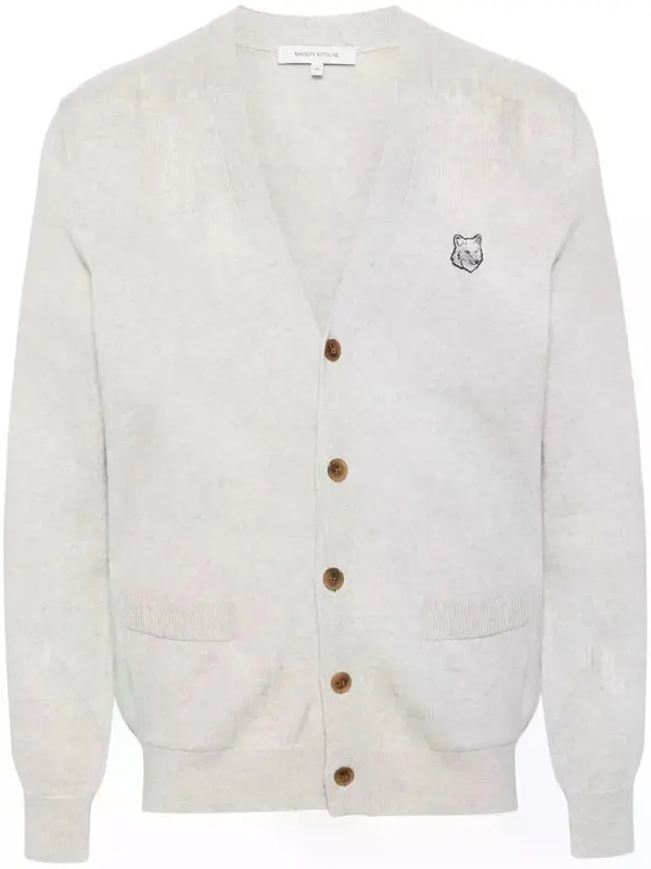 Maison Kitsuné Bold Fox Head Wool Cardigan - Grey