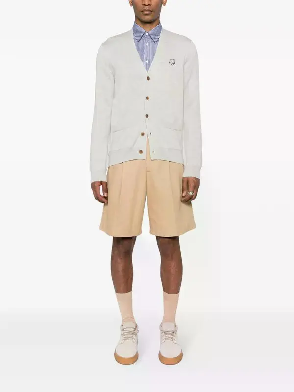 Maison Kitsuné Bold Fox Head Wool Cardigan - Grey