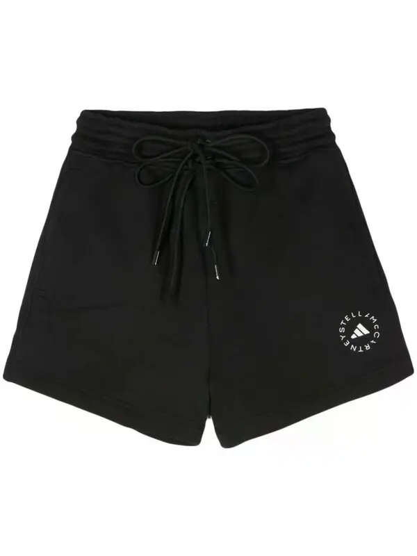 Adidas By Stella McCartney Logo-print Organic Cotton Track Shorts - Black