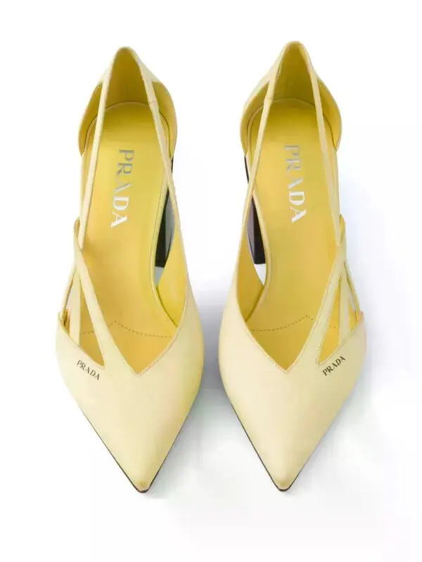Prada 55mm Satin Cut-out Pumps - Yellow