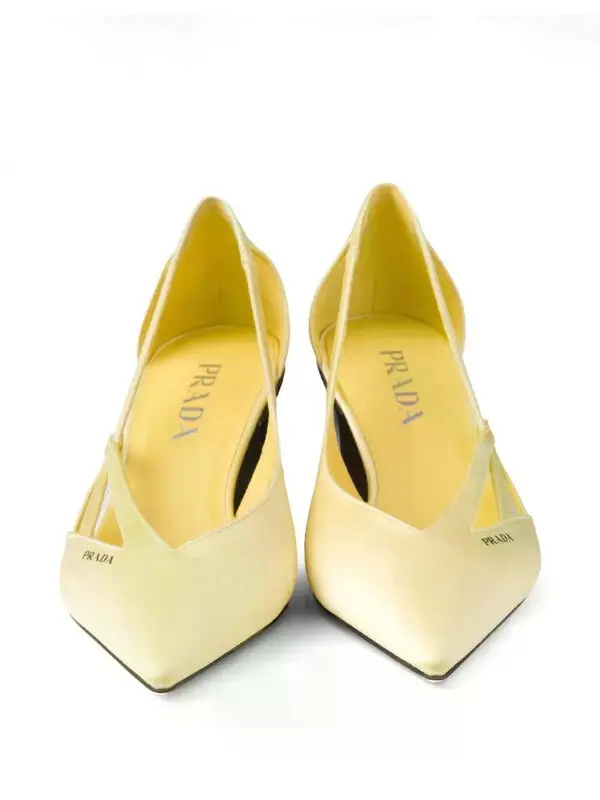 Prada 55mm Satin Cut-out Pumps - Yellow