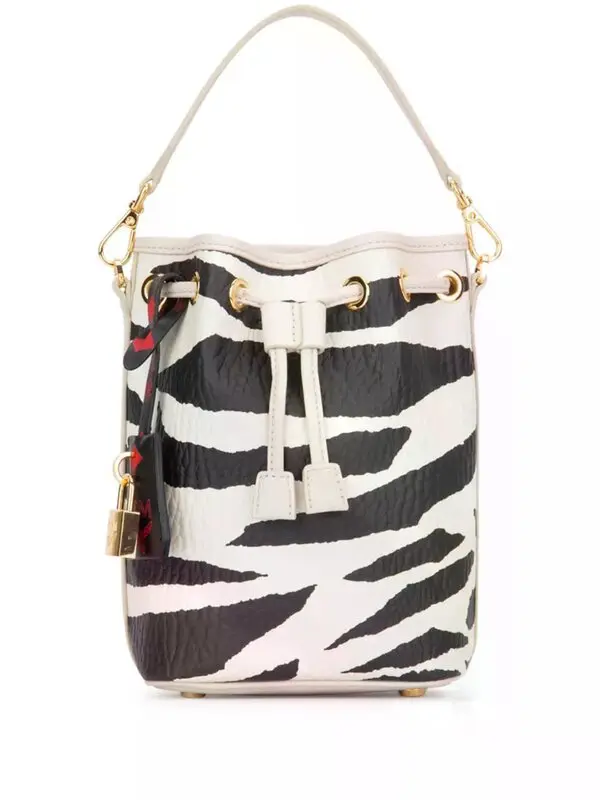Mcm Dessau Bucket Bag With Zebra Print And Padlock Detail