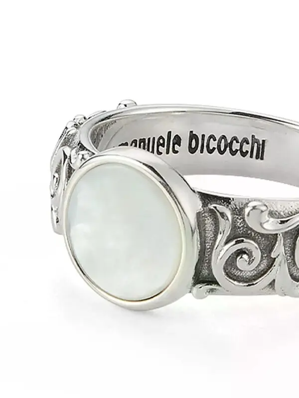 Emanuele Bicocchi Arabesque Engraved Chevalier Ring - Silver