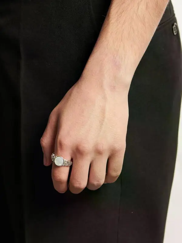 Emanuele Bicocchi Arabesque Engraved Chevalier Ring - Silver