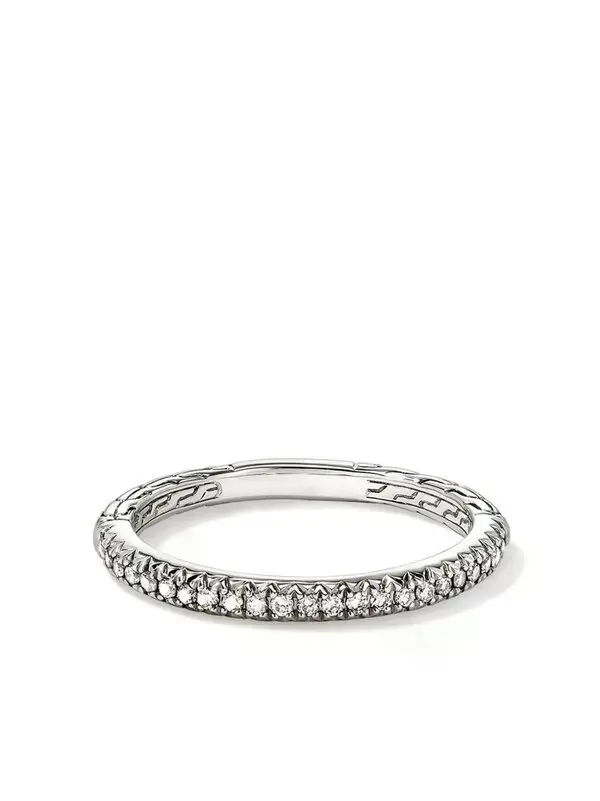 John Hardy Sterling Diamond Band Ring - Silver