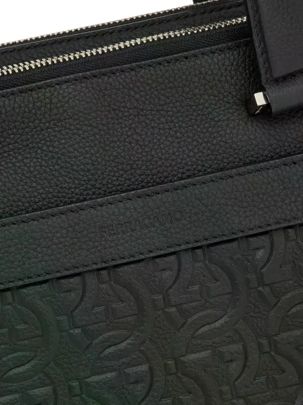 FERRAGAMO Monogram-embossed Leather Briefcase