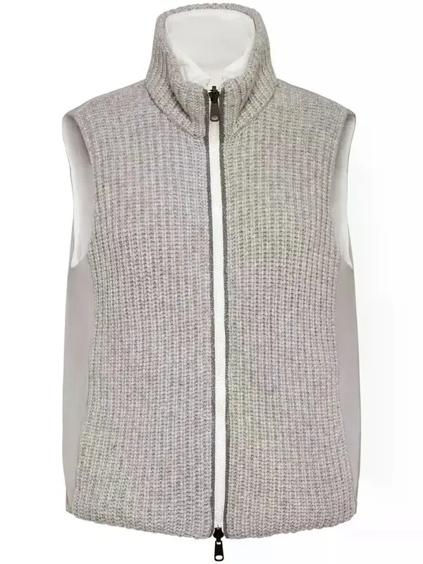 Brunello Cucinelli Ribbed-knit Padded Gilet - Grey