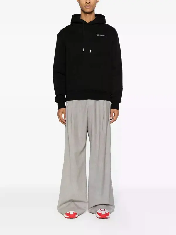 Jacquemus Embroidered Logo Hoodie - Black