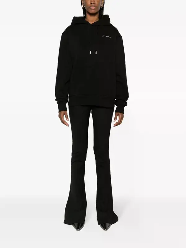 Jacquemus Embroidered Logo Hoodie - Black