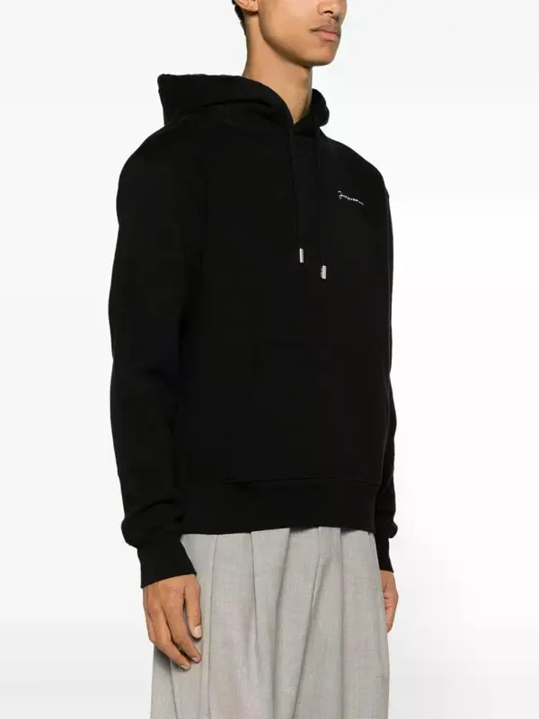 Jacquemus Embroidered Logo Hoodie - Black