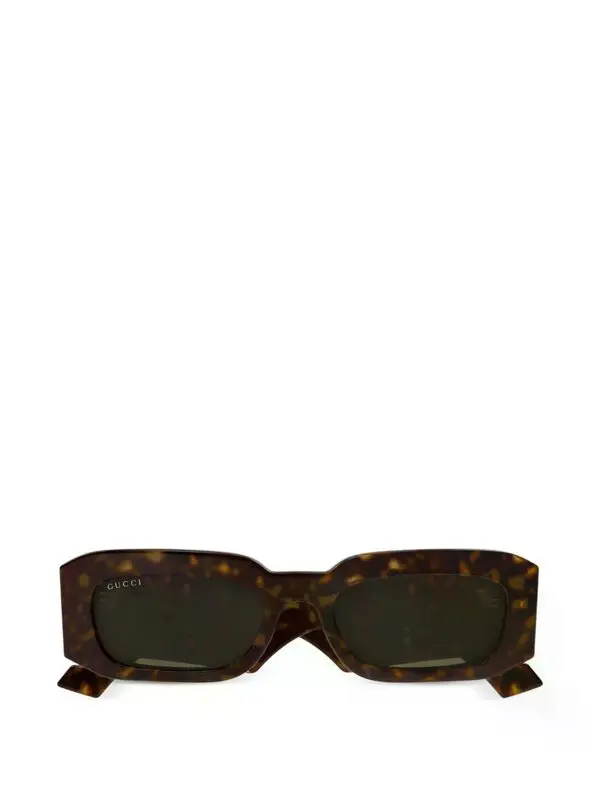 Gucci Tortoiseshell-effect Rectangular-frame Sunglasses