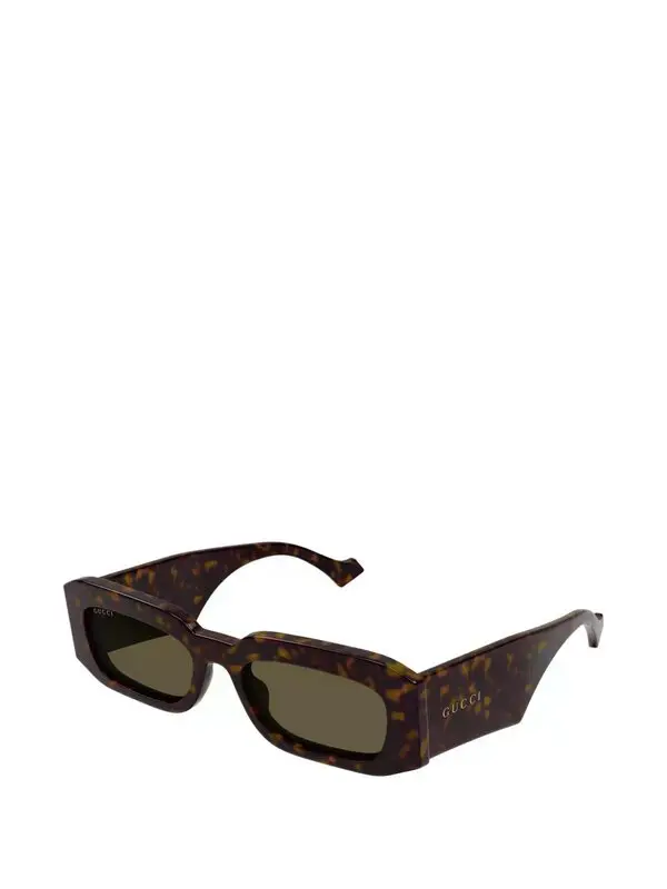 Gucci Tortoiseshell-effect Rectangular-frame Sunglasses