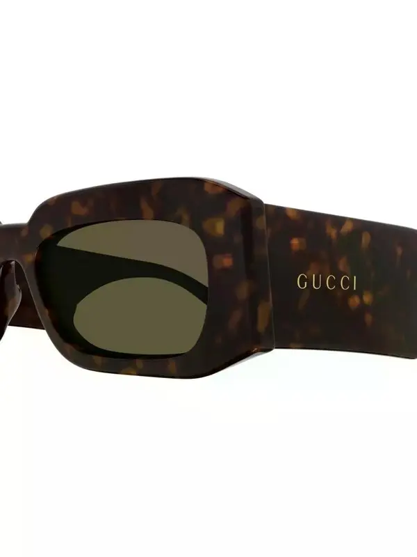 Gucci Tortoiseshell-effect Rectangular-frame Sunglasses