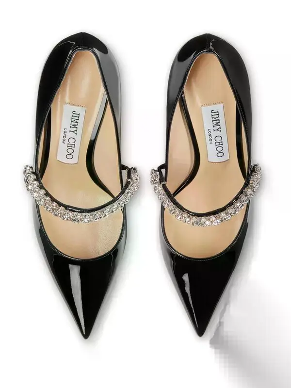 JIMMY CHOO Bing 65mm Patent Leather Pumps With Crystal Embellishment - Black