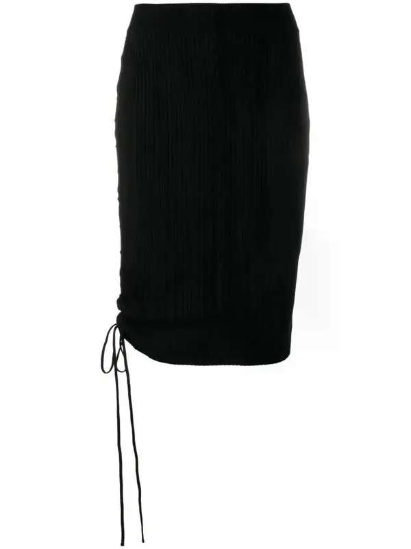 Off-White Drawstring-detailed Midi Skirt - Black