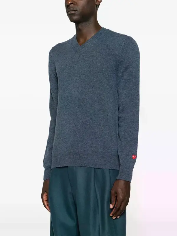 Play Comme Des Garcon Heart-patch Wool Jumper