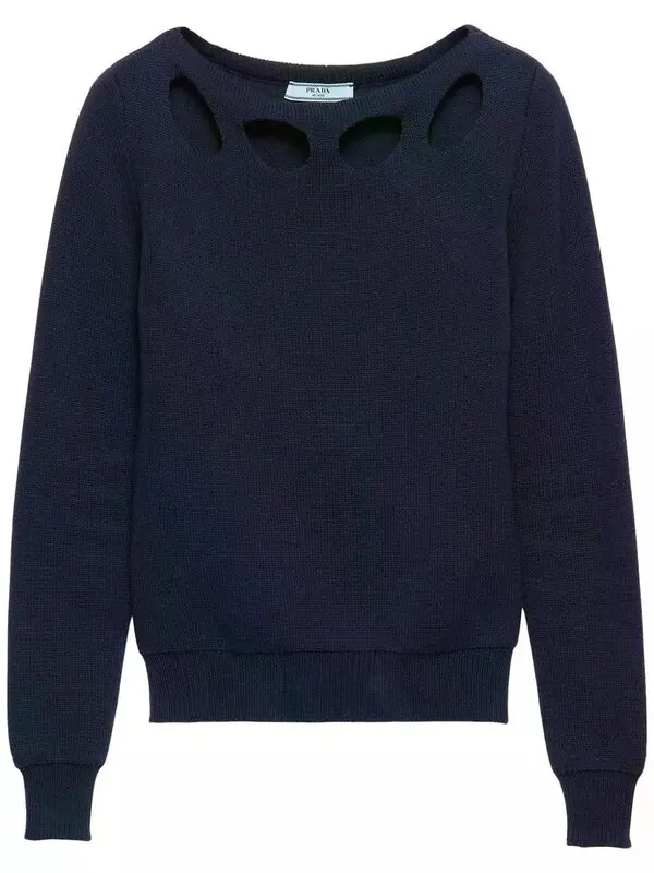 Prada Cotton Boat-neck Sweater With Cut-out Detail