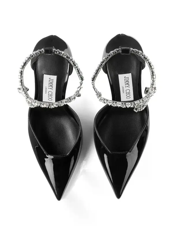 JIMMY CHOO Stevie Patent Leather Pumps With Crystal Anklet