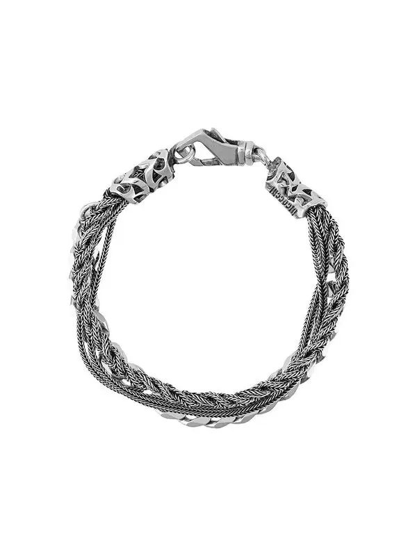 Emanuele Bicocchi Sterling Braid And Chain Bracelet - Silver