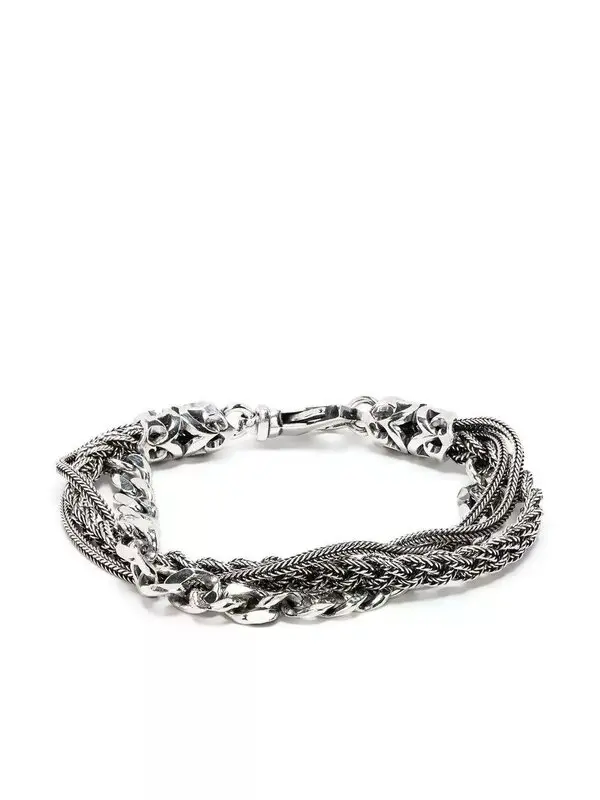 Emanuele Bicocchi Sterling Braid And Chain Bracelet