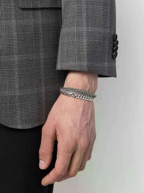 Emanuele Bicocchi Sterling Braid And Chain Bracelet