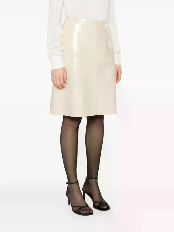 TOTEME Crocodile-embossed A-line Skirt