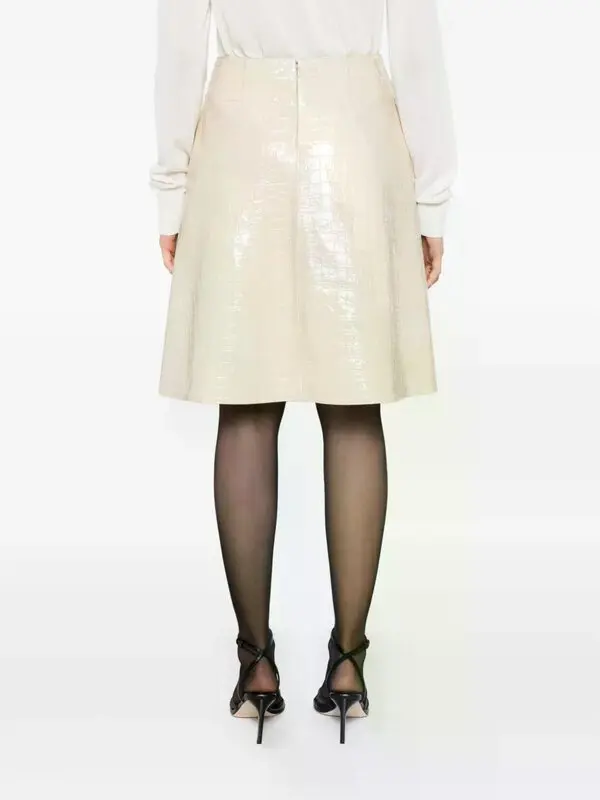 TOTEME Crocodile-embossed A-line Skirt