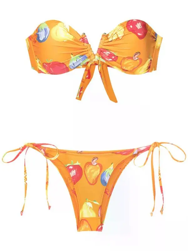 AMIR SLAMA Fruit-print Two-piece Bikini Set - Orange