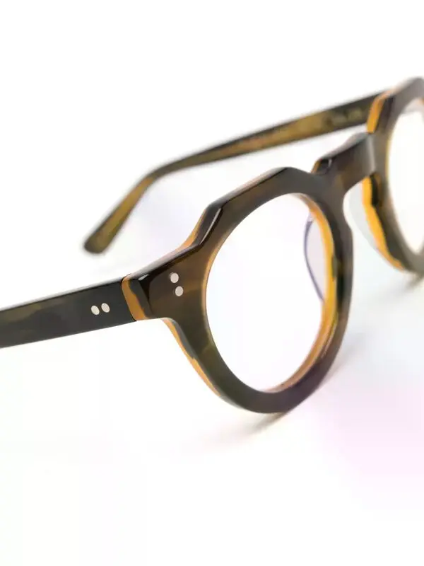LESCA Tortoiseshell-effect Round-frame Glasses