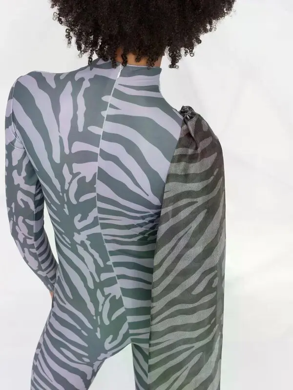 ATU BODY COUTURE Liquorice Zebra Print Jumpsuit - Grey