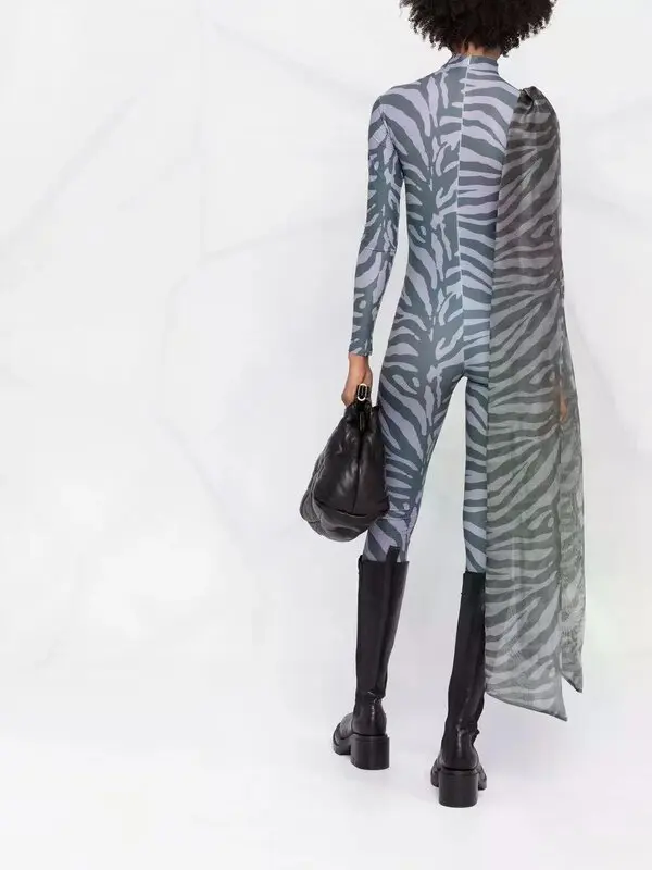 ATU BODY COUTURE Liquorice Zebra Print Jumpsuit - Grey