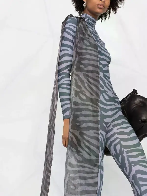ATU BODY COUTURE Liquorice Zebra Print Jumpsuit - Grey
