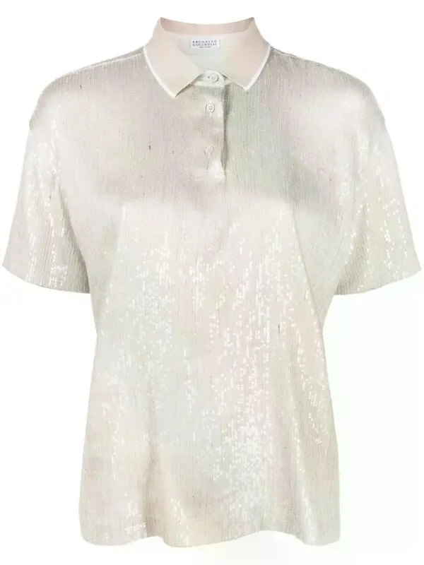 Brunello Cucinelli Sequin Embellishment Polo T-shirt