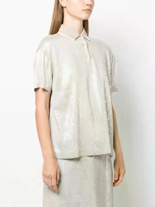 Brunello Cucinelli Sequin Embellishment Polo T-shirt