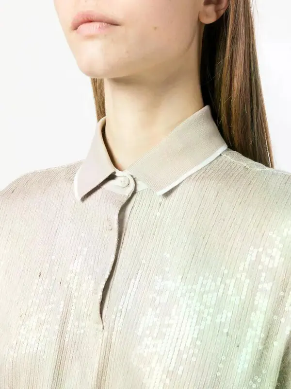 Brunello Cucinelli Sequin Embellishment Polo T-shirt