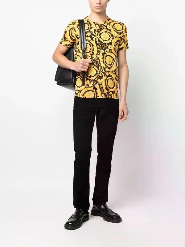 Versace Baroque-print Crew Neck T-shirt
