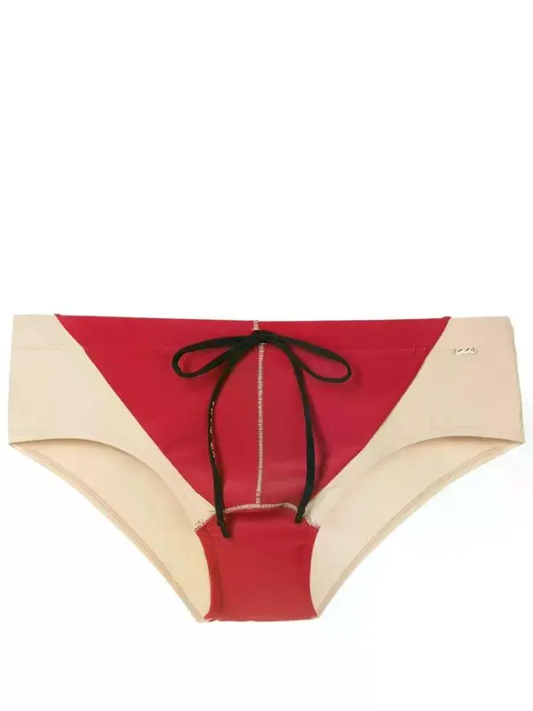 AMIR SLAMA Two-tone Drawstring Swim Trunks - Brown