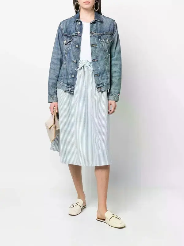 Woolrich Striped Poplin Midi Skirt