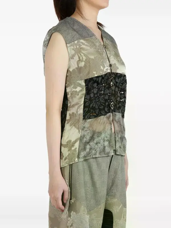 COMMUNS Floral-embroidered Sleeveless Top