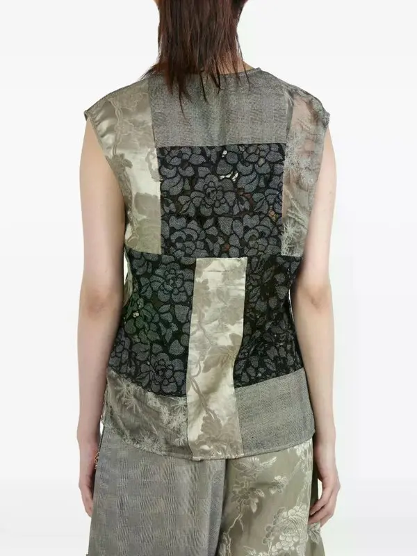 COMMUNS Floral-embroidered Sleeveless Top