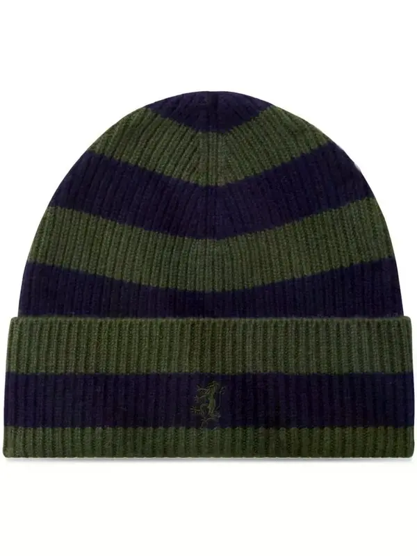Pringle Of Scotland Striped Cashmere Beanie - Blue