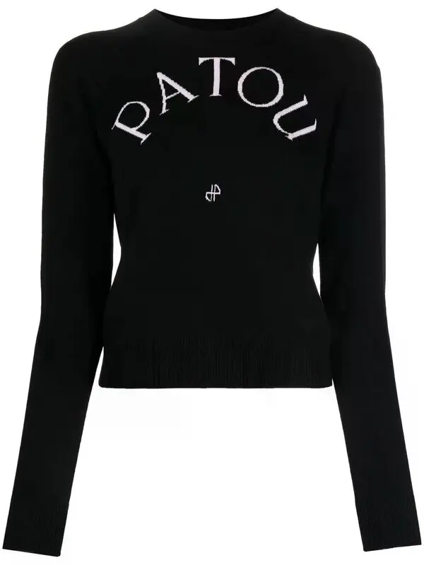 PATOU Logo-print Wool-blend Jumper - Black