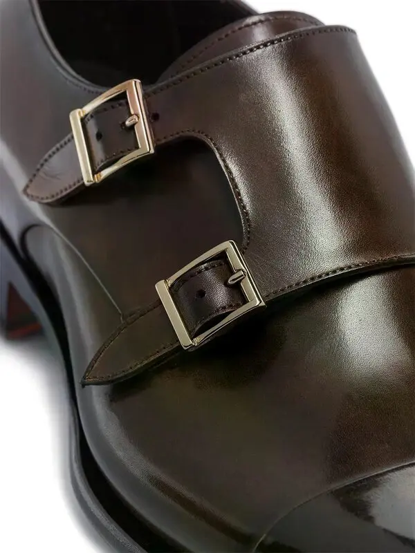 Santoni Double Strap Leather Monk Shoes