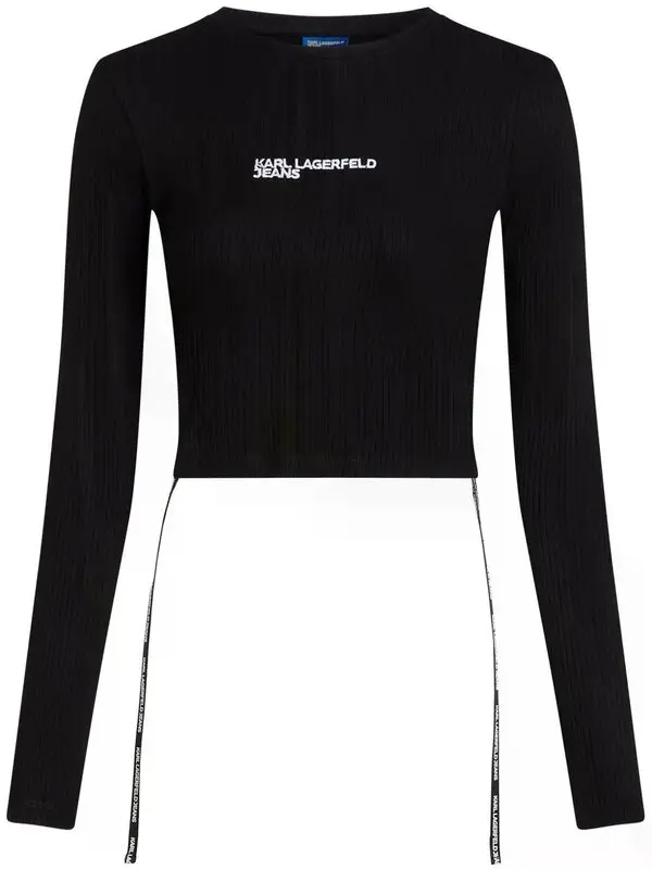 Karl Lagerfeld Long-sleeved Ribbed T-shirt - Black