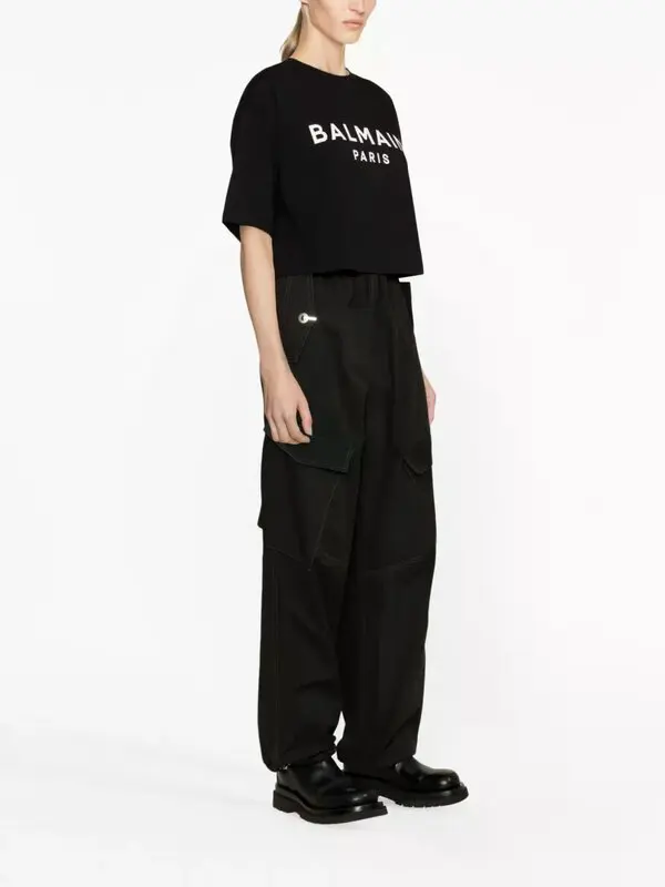 Balmain Logo Crop T-shirt