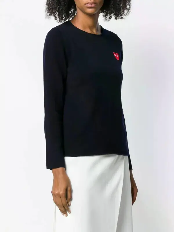 Play Comme Des Garcon Heart-appliqué Sweater - Blue